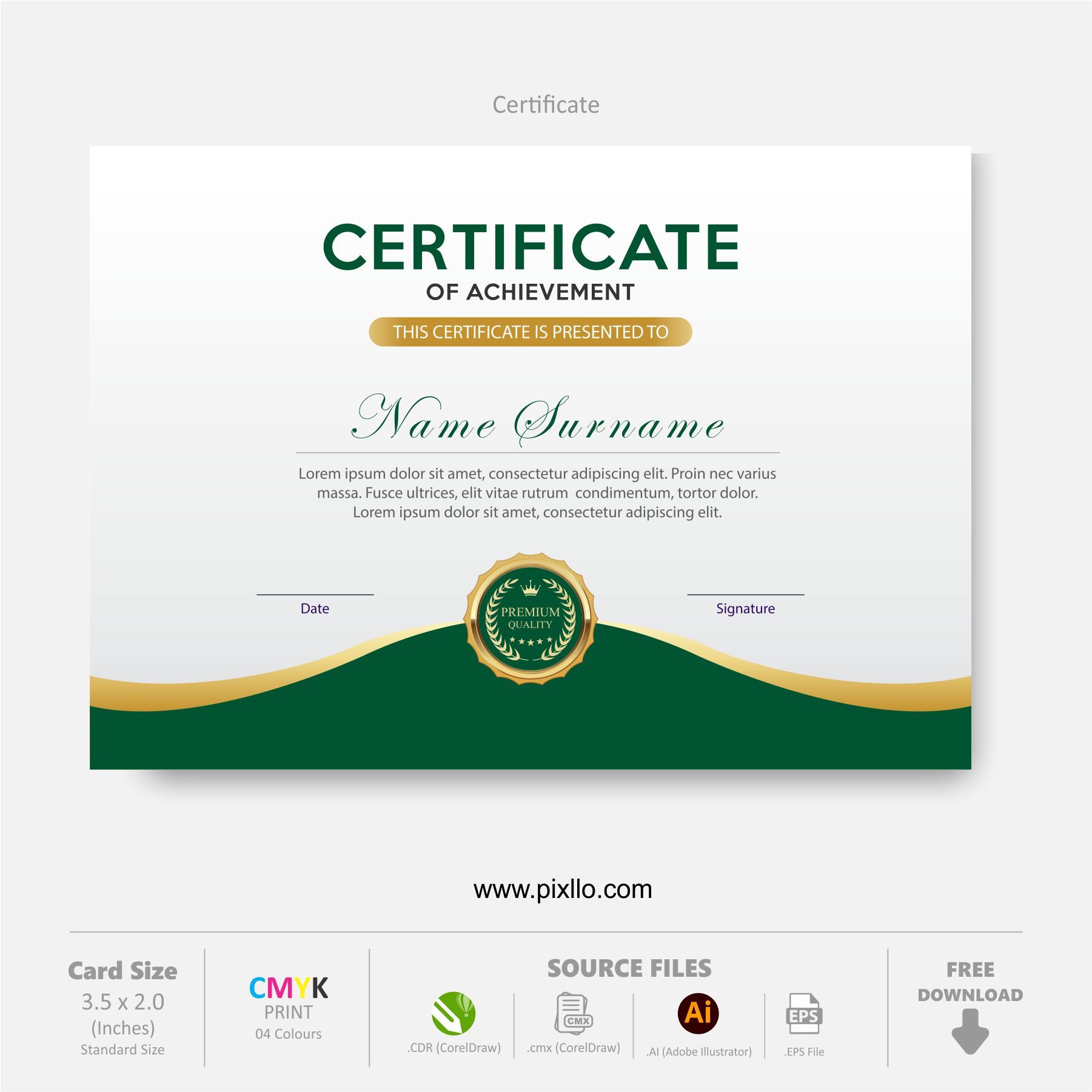 Certificate of Achievement Template Free Download CorelDraw File