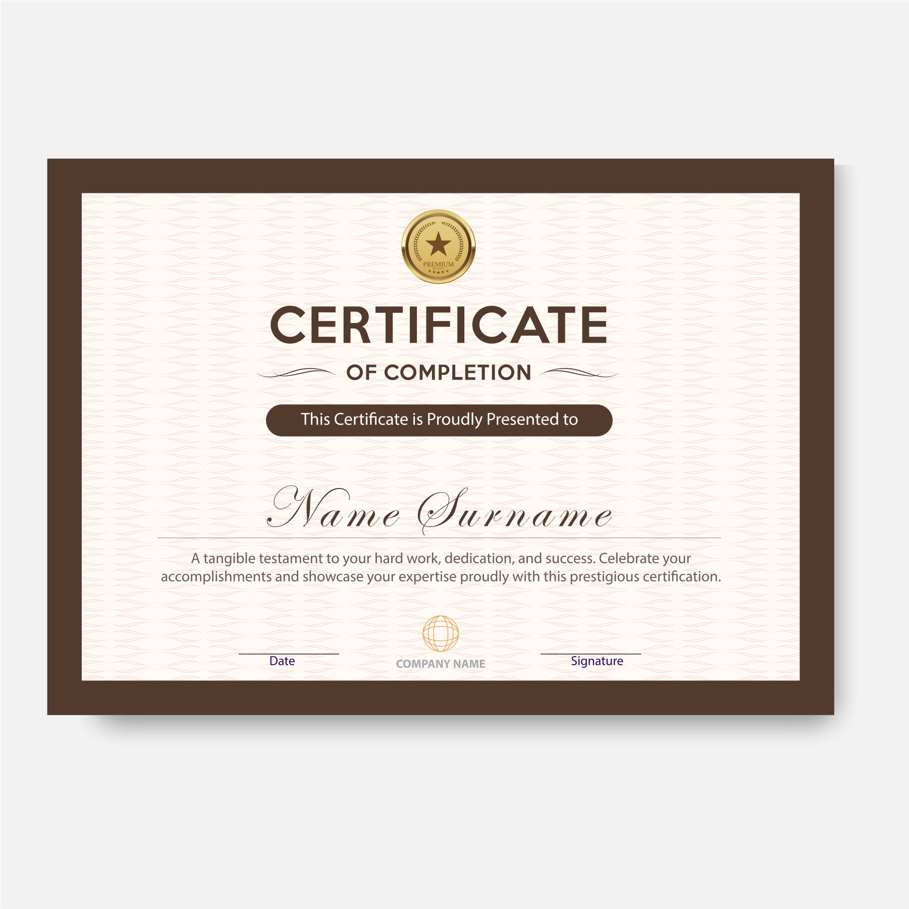 Certificate of Completion Template Free Download CorelDraw File