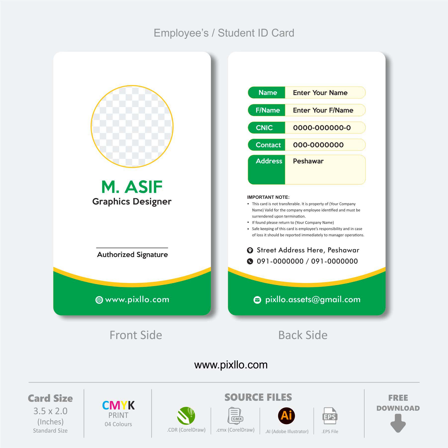 Employee ID Card Template Free Download CorelDraw File