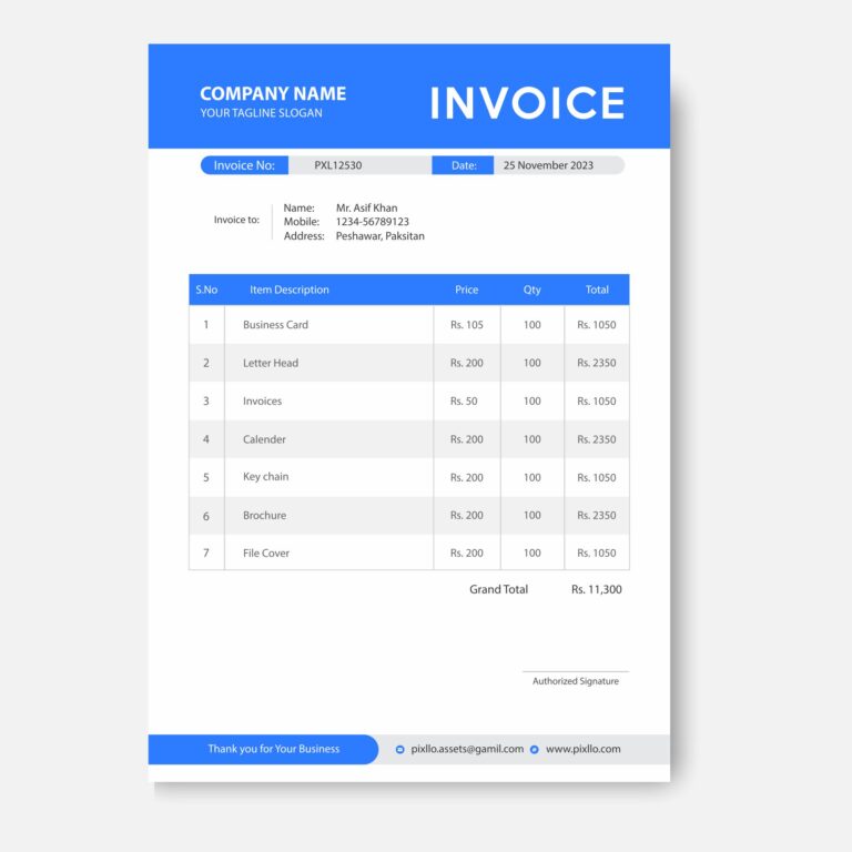 Invoice Template Free Download CorelDraw & Adobe Illustrator File